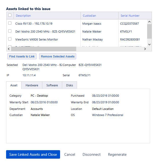 View Asset Data in JIRA Tickets